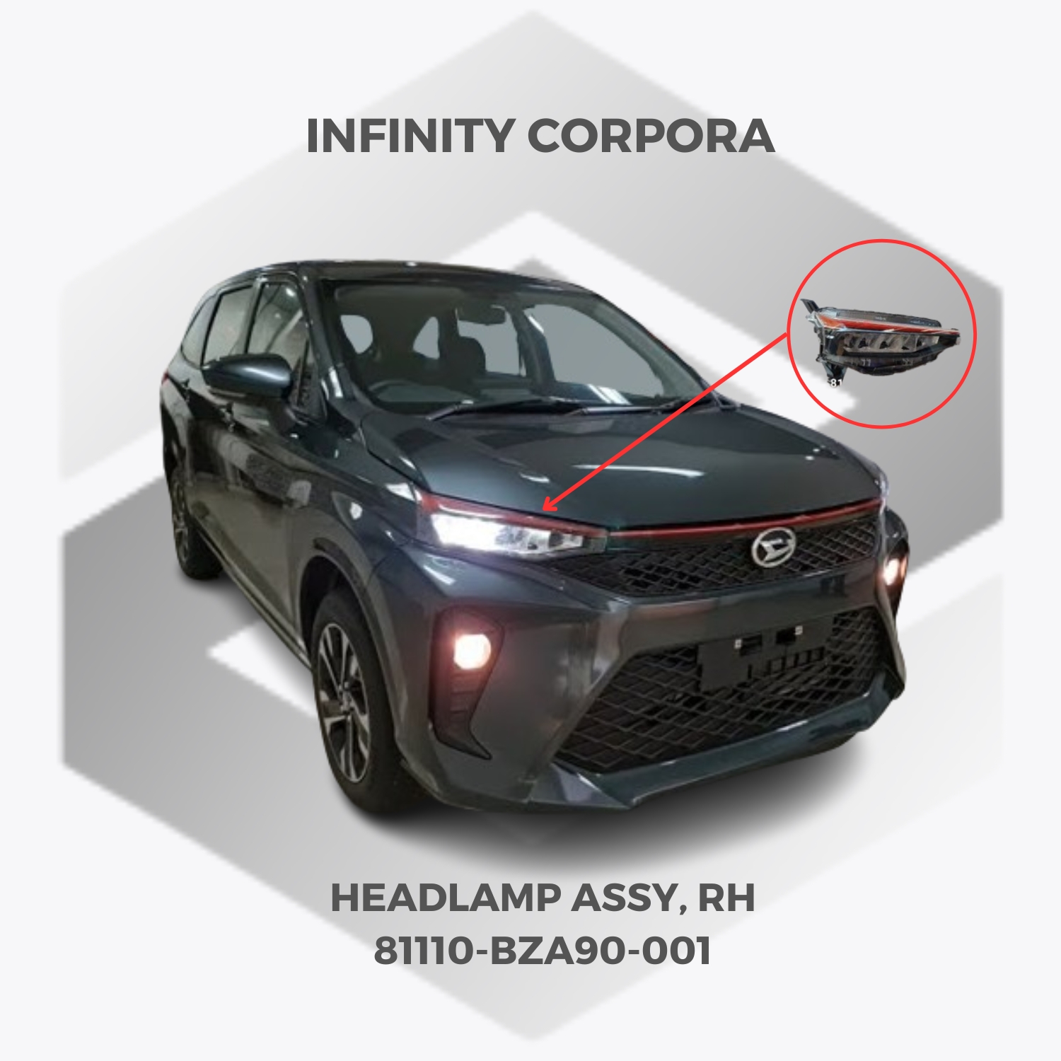 HEADLAMP ASSY RH - Infinity Corpora System